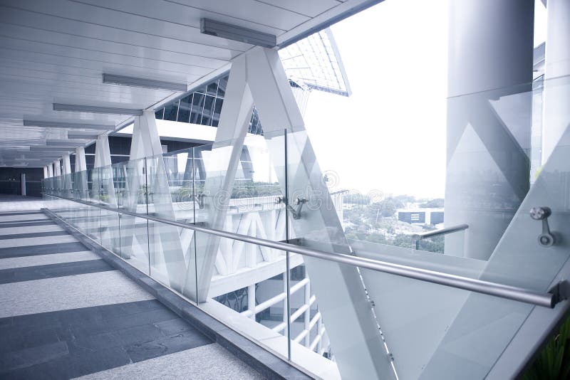 Skybridge Linking Two Office Tower Blocks Stock Photo - Image of metal ...