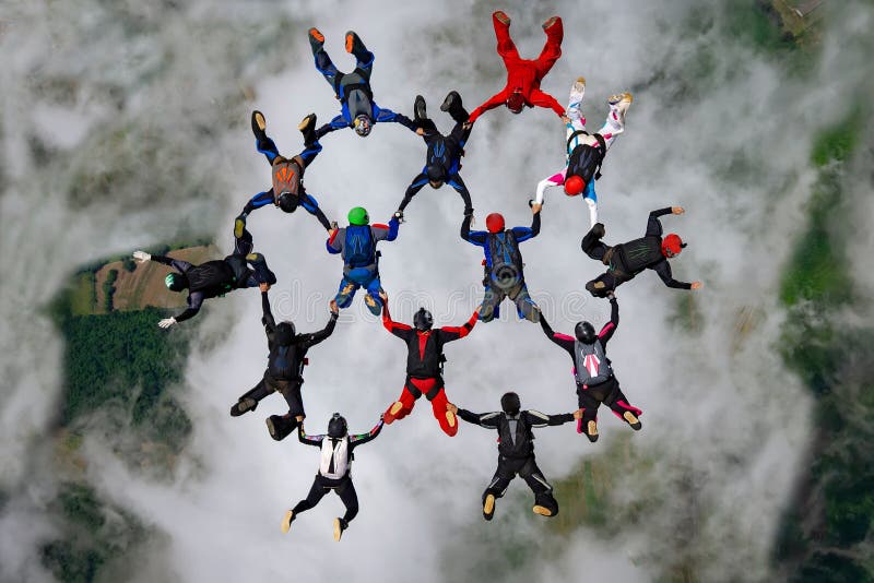 Skydiver Beautiful Teamwork Formation Editorial Stock Image - Image of ...