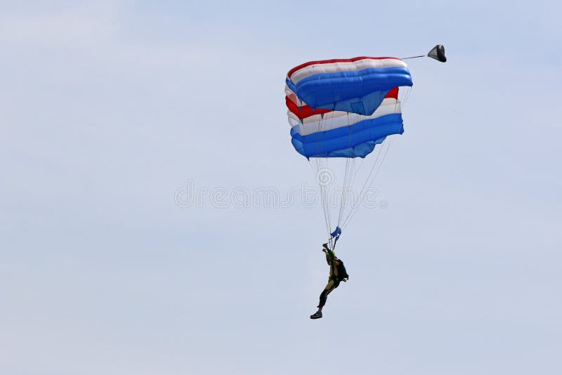 Skydiver Flying Wing in a Blue Sky Stock Image - Image of wing ...