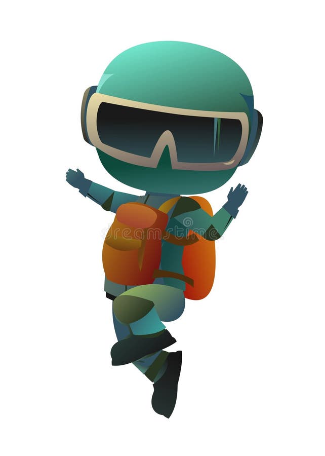 Character Flying. Wind Tunnel for Flying in Zero Gravity. Cartoon Style ...