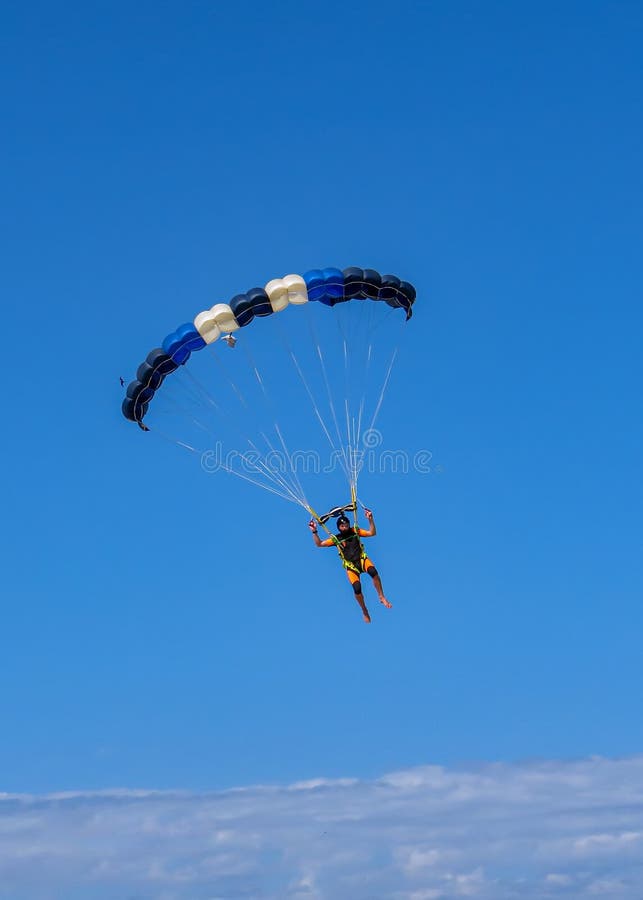 Skydiver Flying Over the Beach. Stock Photo - Image of glide, nylon ...