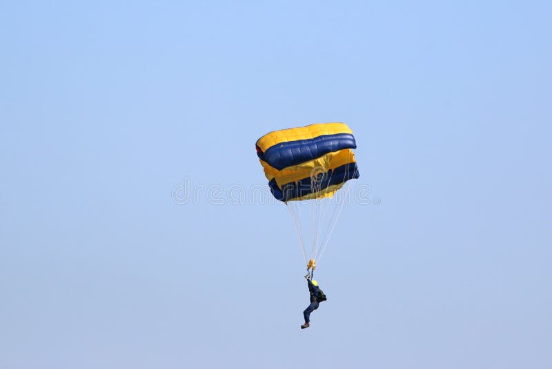 Skydiver Flying Wing in a Blue Sky Stock Photo - Image of gliding, jump ...