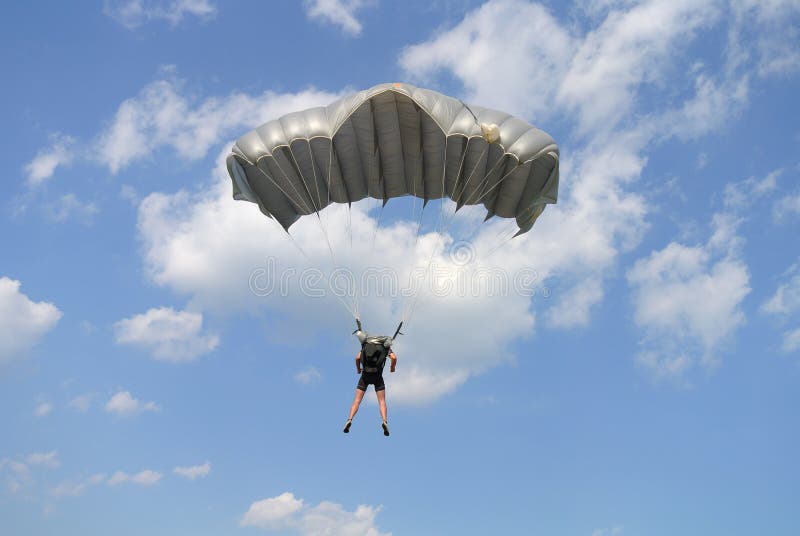 Prijedor, RS, Bosnia and Herzegovina - July 3, 2015: Parachuter with ...