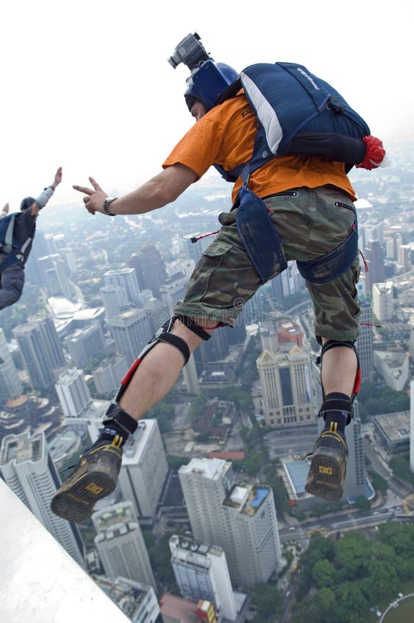 Skydiver Jumping from KL Tower Editorial Image - Image of parachute ...