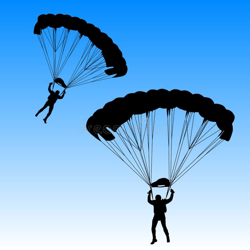 Skydiver, Silhouettes Parachuting Vector Stock Vector - Illustration of ...