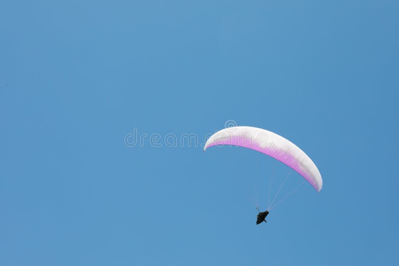 Skydiver with a White-pink Parachute Flies Stock Image - Image of hobby ...