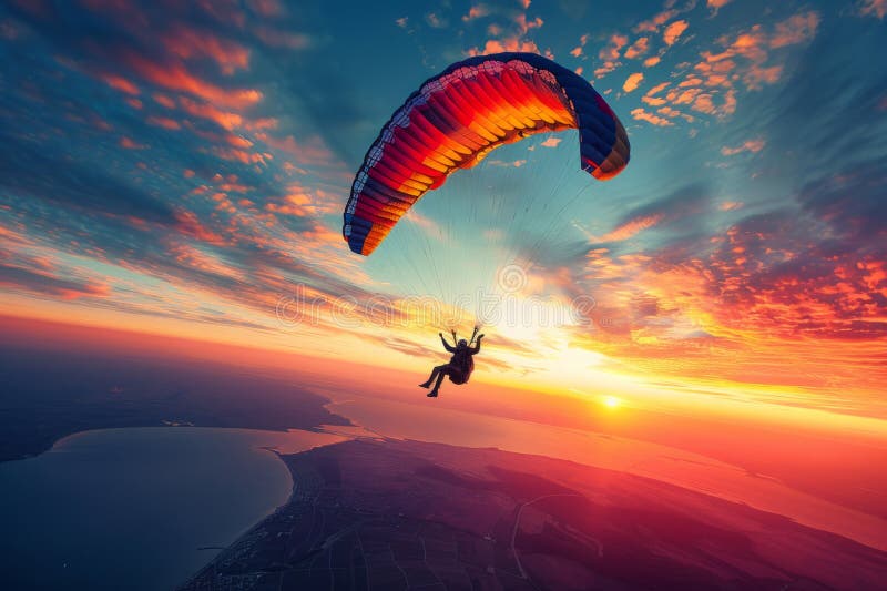 Skydivers Falling through the Sky White Background. AI Generated Stock ...