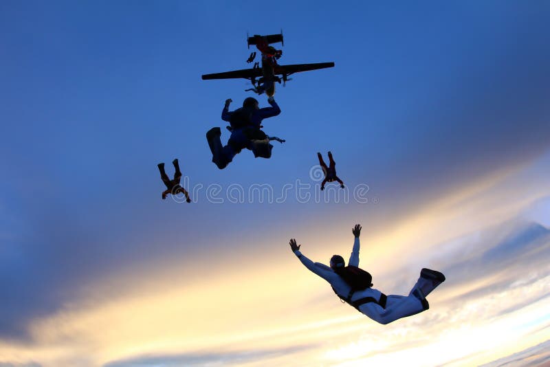 Skydivers are Jumping Out of a Plane. Stock Image - Image of skydiving ...