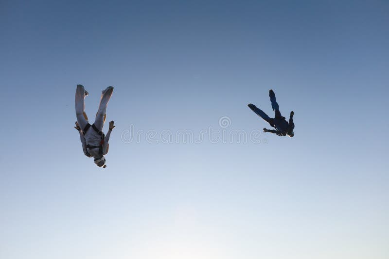 Formation Skydiving. Skydivers are Falling in the Sky. Stock Image ...