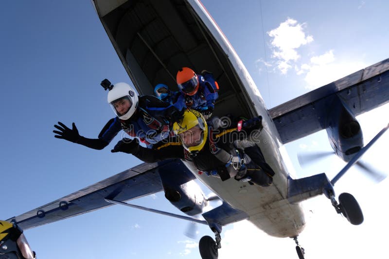 Skydiving formation stock photo. Image of afternoon, clouds - 62015024