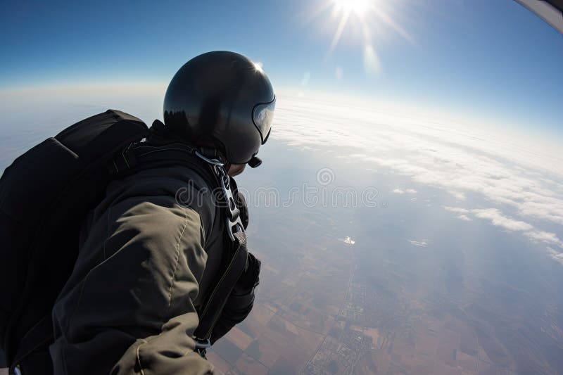 Skydiving in Freefall at Sunset. Generative AI Stock Illustration ...