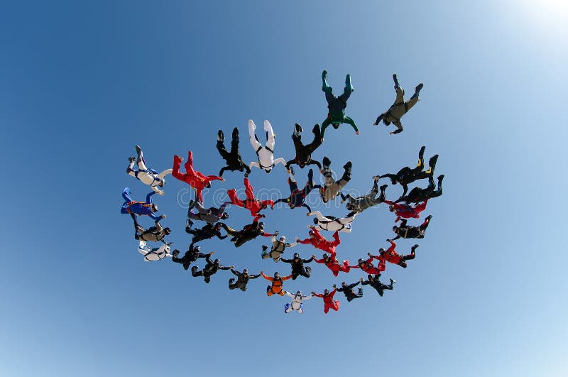 Skydiving Group Formation Low Angle View Editorial Image - Image of ...