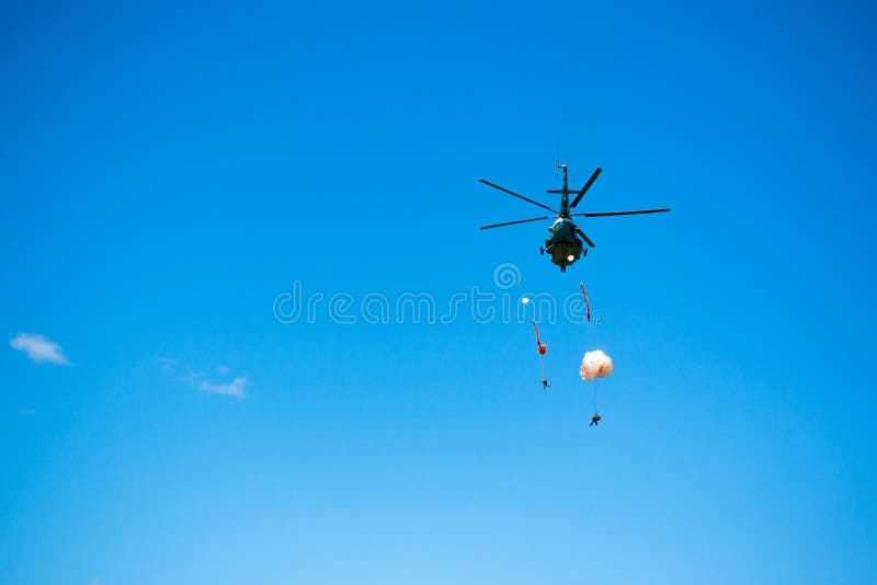 Skydiving with a Helicopter Stock Image - Image of skydive, jumping ...