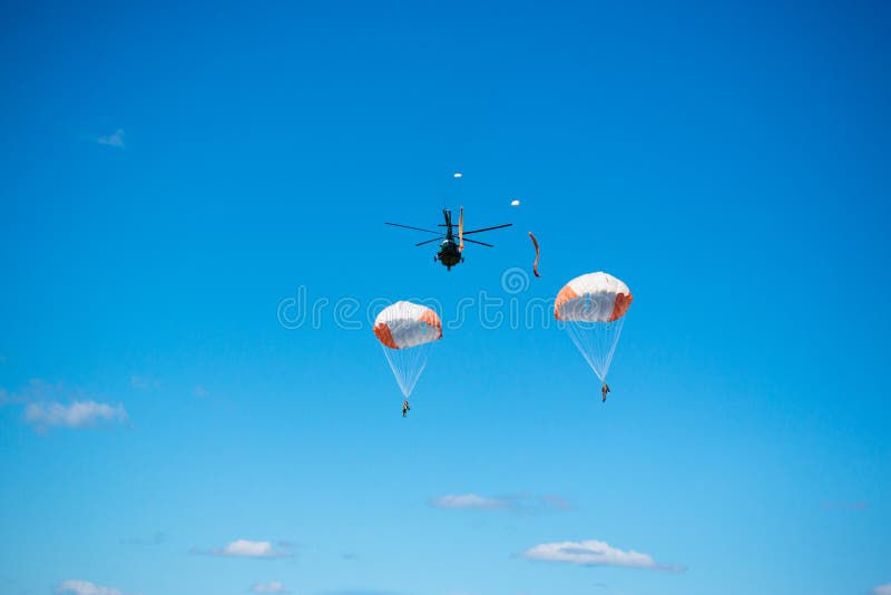 Skydiving with a Helicopter Stock Image - Image of danger, velocity ...