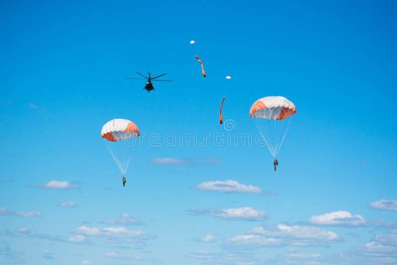 Skydiving with a Helicopter Stock Image - Image of skydive, jumping ...