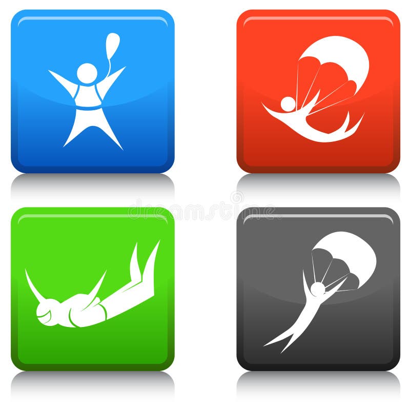 Skydiving Icon Set stock vector. Illustration of skydiving - 48908044