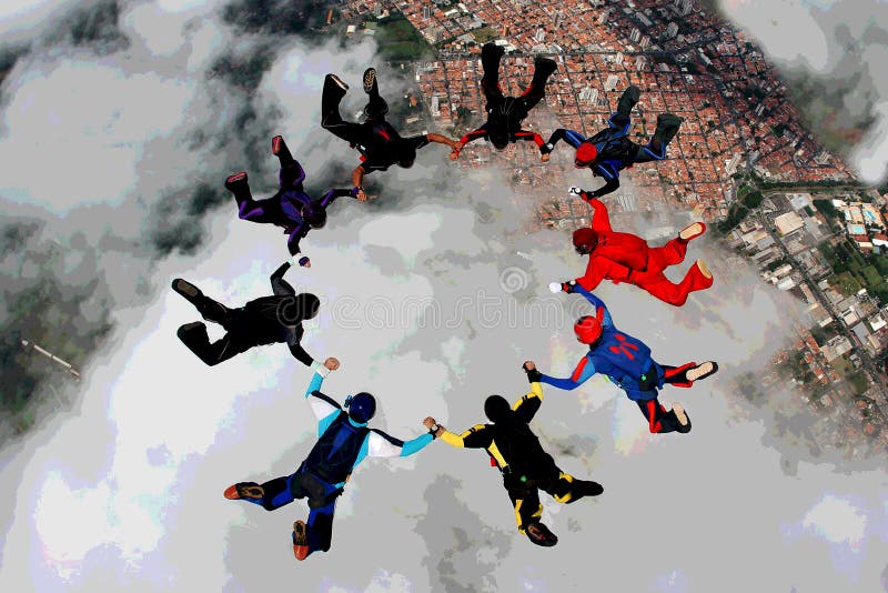 Skydiving Team Group Formation Illustration Stock Image - Image of ...