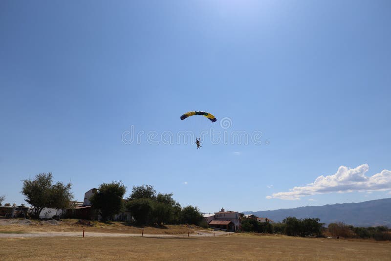 Skydiving. a Parachute is in the Sky. Stock Image - Image of ...