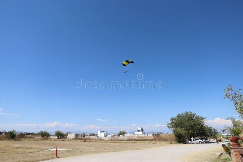 Skydiving. a Parachute is in the Sky. Stock Photo - Image of lifestyle ...