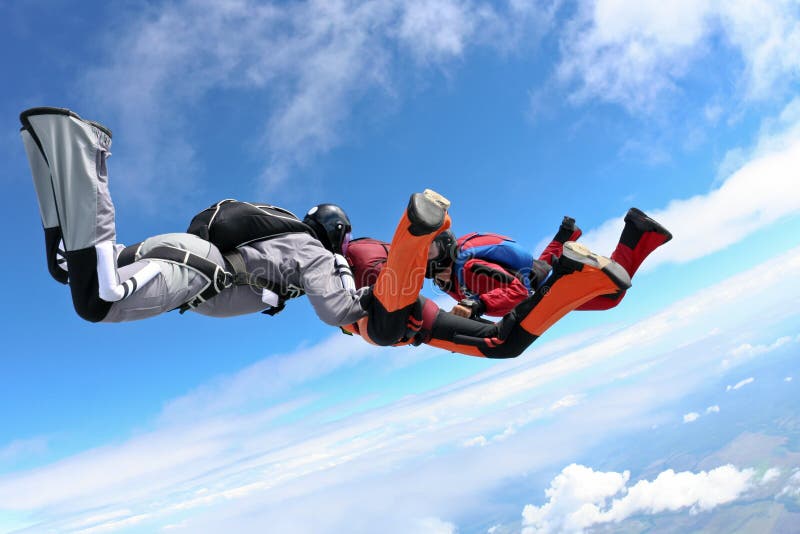 Three Skydivers Form a Line Stock Photo - Image of high, group: 4102918