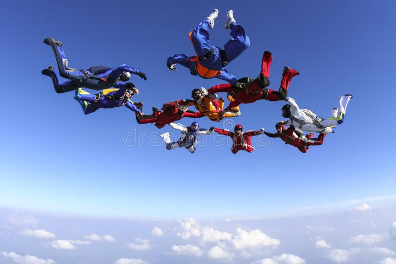Skydiving photo. stock photo. Image of teamwork, group - 28339274