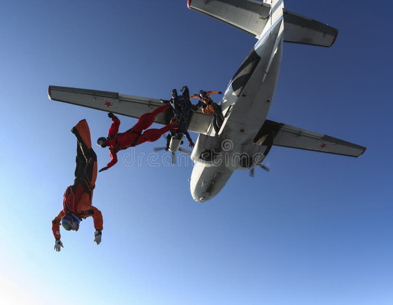 Paratroopers and Dramatic Sky Stock Image - Image of jump, airshow ...