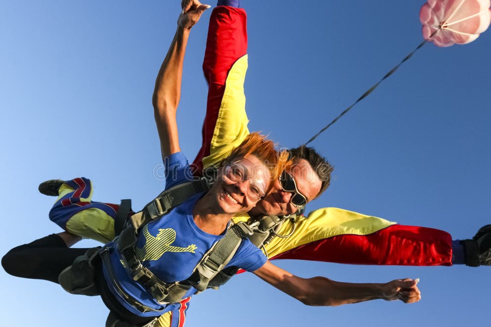 Skydiving photo. Tandem. stock image. Image of parachuting - 27881949