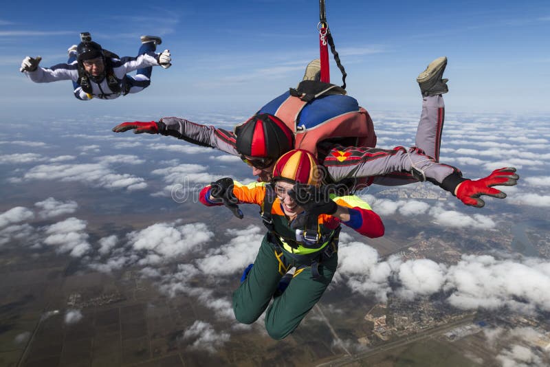 Skydiving photo. Tandem. stock image. Image of activity - 30680105