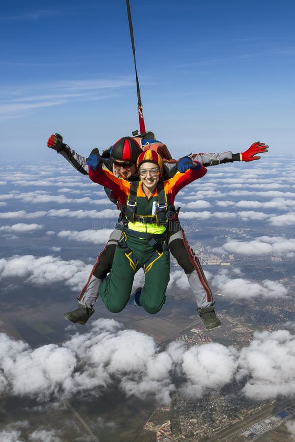 Skydiving photo. Tandem. stock photo. Image of courage - 30680110