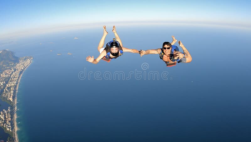 Skydiving in the Rio De Janeiro. a Summer Day, Shirtless on the Beach ...