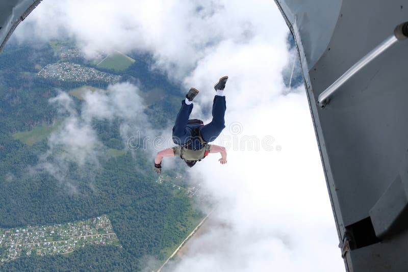 Skydiving. Skydiver Is Jumping Out Of A Plane. The View From An ...