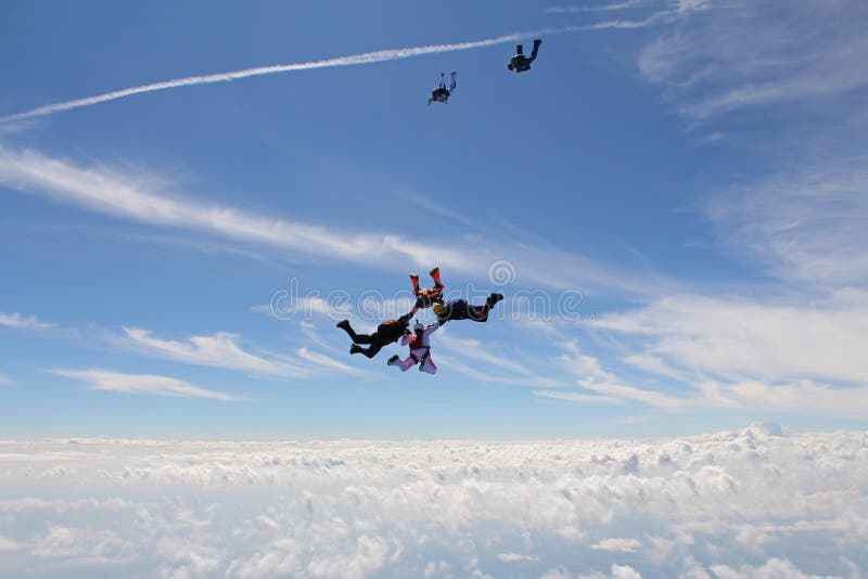 Skydiving. Skydivers are Jumping Out of a Plane. the View from an ...