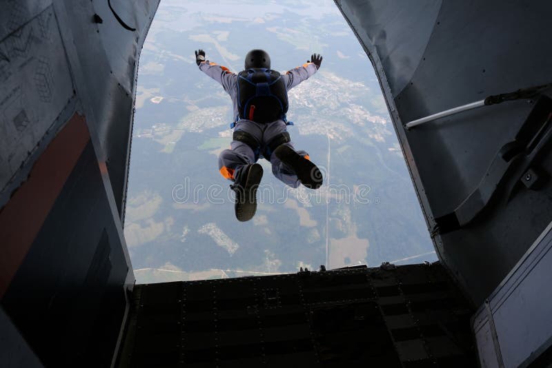 Skydiving. the Start of the Jump. Stock Image - Image of crazy, exit ...