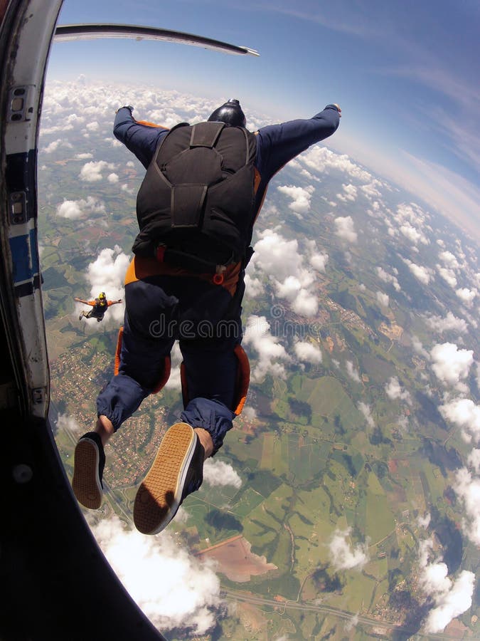 Skydiving Student Exit from the Plane Stock Image - Image of people ...