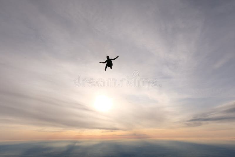 Skydiving. a Sunset Jump. Skydive is Over the Sun. Stock Image - Image ...