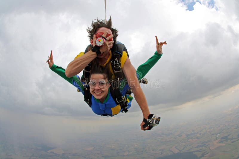 Skydiving tandem funny stock photo. Image of cute, jump - 83558026