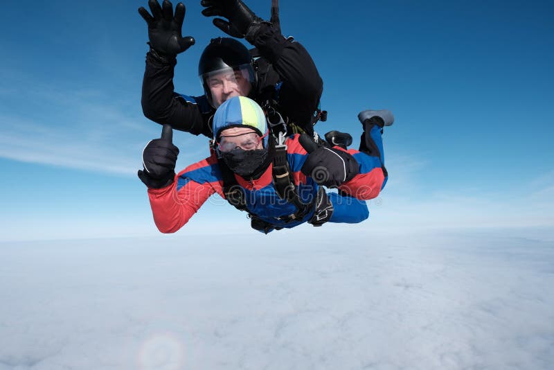 Skydiving. Tandem Jump. Two Men. Stock Image - Image of parachutist ...