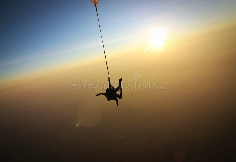Skydiving Tandem Sunset with Soft Focus on the Background Stock Photo ...
