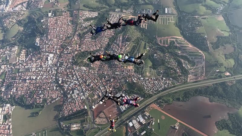 Skydiving Team Work Big Way. Stock Video - Video of aerial, jumping ...