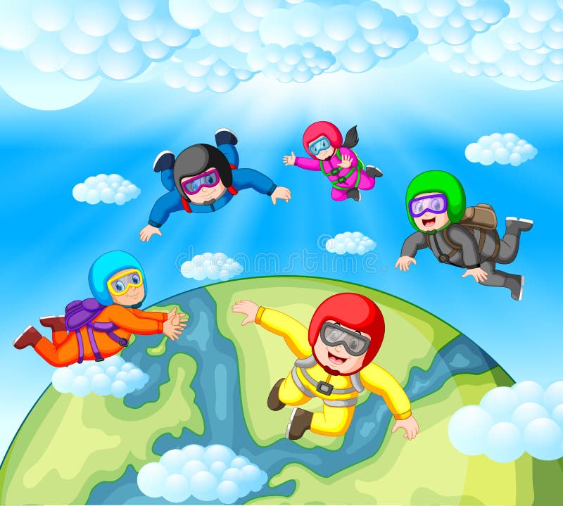 Skydiving team work stock vector. Illustration of background - 133341149