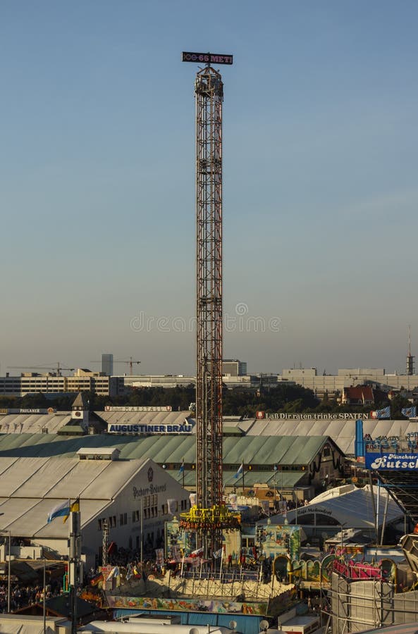 Skyfall Fun Ride at Oktoberfest in Munich, Germany, 2015 Editorial ...
