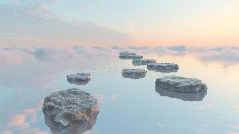 Skyhigh Stone Path Creating a Floating Walkway Above Clouds Stock ...