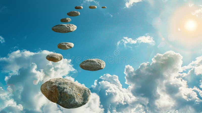 Skyhigh Stone Path Creating a Floating Walkway Above Clouds Stock ...