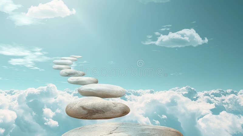 Skyhigh Stone Path Creating a Floating Walkway Above Clouds Stock ...