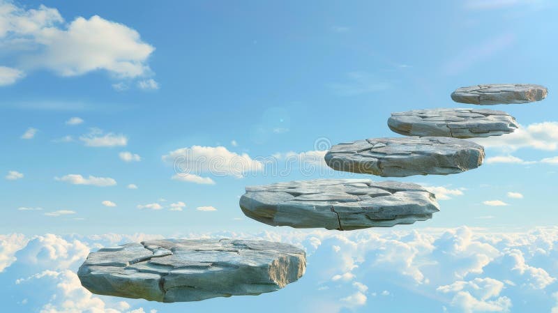 Skyhigh Stone Path Creating a Floating Walkway Above Clouds Stock ...