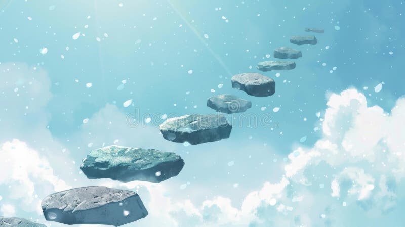 Skyhigh Stone Path Creating a Floating Walkway Above Clouds Stock ...