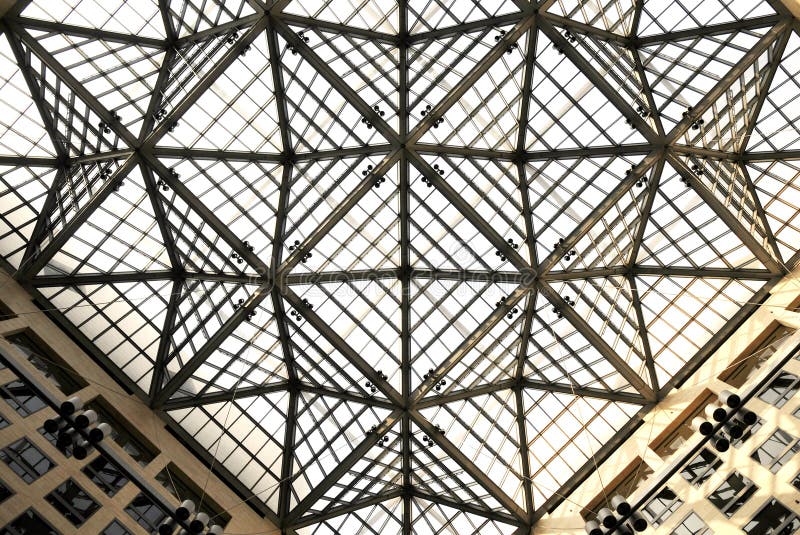 Skylight with Grid Framework Stock Image - Image of building, fabric ...