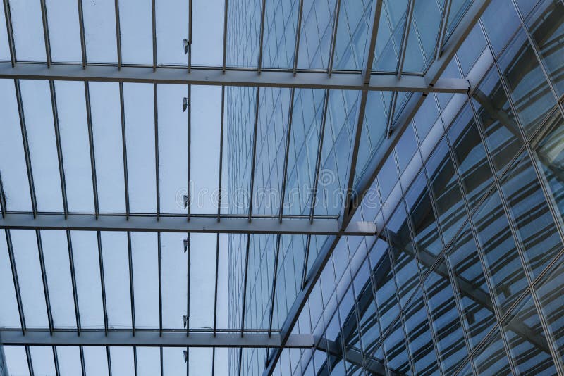 Skylight with Rectangular Grid Pattern Over Atrium Which Connect To ...