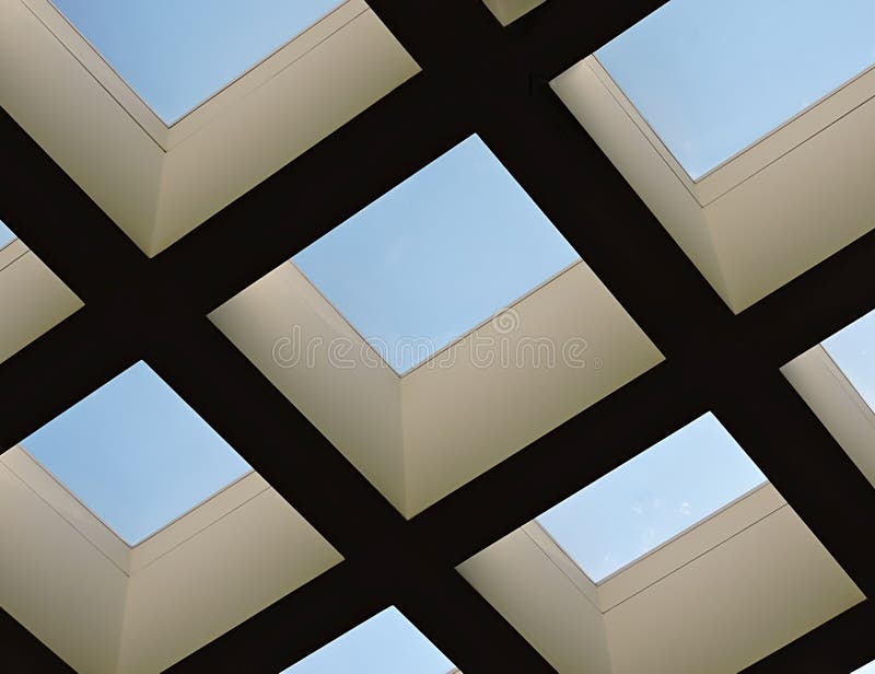 Skylight View of Clear Blue Sky Stock Photo - Image of light, windows ...