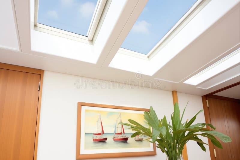Skylights in Yacht Ceiling Providing Natural Light Stock Image - Image ...